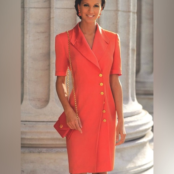 Escada | Dresses | Vintage Escada Gorgeous Elegant Bold Orange Wool ...